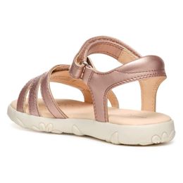 Geox M&auml;dchen Sandale &raquo;J SANDAL HAITI GIRL&laquo; , Glitzersandale, Klettschuh im Metallic Look rosa 24