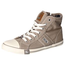 Mustang Shoes Sneaker, High Top-Sneaker, Schnürschuh mit Label in der Laufsohle taupe 40 40 Sneaker in sportlicher Optik