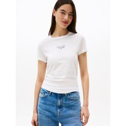 Tommy Jeans Damen Kurzarmshirt &raquo;TJW SLIM ESS LOGO 1 TEE EXT&laquo; beige L (40)