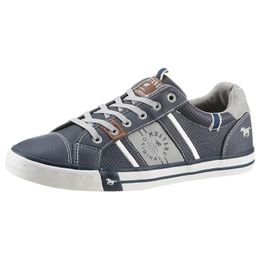 Mustang Shoes Sneaker mit kontrastreichen Details, Freizeitschuh, Halbschuh, Schn&uuml;rschuh dunkelblau-hellgrau 49 49 Sneaker mit gepolstertem Schaftrand
