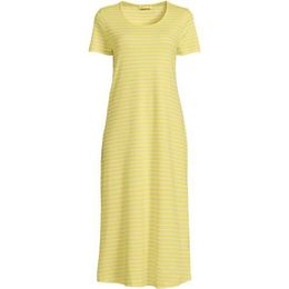 LANDS' END Wadenlanges Kurzarm-Nachthemd aus reiner Baumwolle, Damen,  Gelb, Baumwolle, by Lands' End