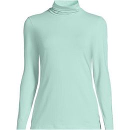LANDS' END Rollkragenshirt aus Baumwoll/Modalmix, Damen,  Blau, Baumwolle/Elasthan/Baumwolle Modal, by Lands' End