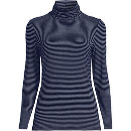 LANDS' END Rollkragenshirt aus Baumwoll/Modalmix, Damen,  Blau, Baumwolle/Elasthan/Baumwolle Modal, by Lands' End