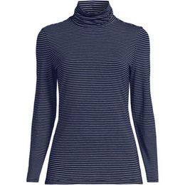 LANDS' END Rollkragenshirt aus Baumwoll/Modalmix, Damen,  Blau, Baumwolle/Elasthan/Baumwolle Modal, by Lands' End