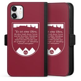 DeinDesign iPhone 11 Handy Klapph&uuml;lle Handyh&uuml;lle aus Kunst Leder schwarz Flip Case 1. Fc N&uuml;rnberg Bundesliga Merchandise Sideflip mit Lasche