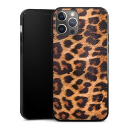 DeinDesign iPhone 12 Pro Handy Slim Case extra d&uuml;nn Silikon Handyh&uuml;lle schwarz H&uuml;lle Leopard Animal Print Fur Silikon Slim Case