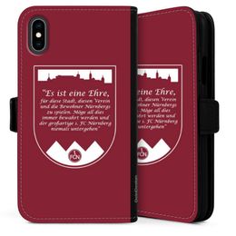 DeinDesign iPhone X Handy Klapph&uuml;lle Handyh&uuml;lle aus Kunst Leder schwarz Flip Case 1. Fc N&uuml;rnberg Bundesliga Merchandise Sideflip mit langer Lasche