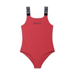 Calvin Klein Swimwear Badeanzug M&auml;dchen Gr&ouml;&szlig;e 152/164 cranberry / schwarz