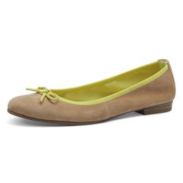 Ballerina Tamaris, Damen, Gr. 41, beige (beige kombi), Textil, Ziegenveloursleder, Schuhe Ballerina, Blockabsatz, Businessschuh, Schlupfschuh mit s&uuml;&szlig;er Zierschleife