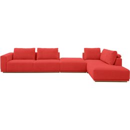 Wohnlandschaft Musterring, B:395cm H:78cm T:202cmaperol, 100% Polyester, Sofas, Anreihsofa mit Armlehne links, Eckteil rechts mit Kissen & Hocker