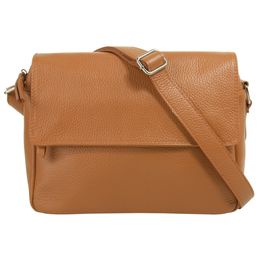 Umhängetasche Samantha Look, Damen, Gr. B/H/T: 22cm x 18cm x 10cm onesize, braun (cognac), Leder, unifarben, Taschen Umhängetasche, echt Leder, Made in Italy
