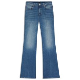 Bootcut-Jeans BOSS Orange "SOFT BOOTCUT LR Premium Damenmode", Damen, Gr. 29, Länge 32, dunkelblau 403, Denim/Jeans, Obermaterial: 73% Baumwolle, 26% Lyocell, 1% Elasthan, unifarben, Jeans