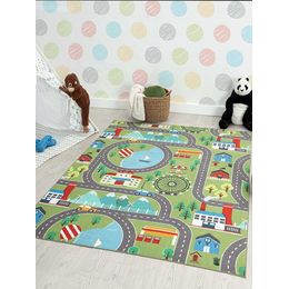 Teppich the carpet "Happy Life", gr&uuml;n, B:120cm H:4mm L:160cm, Polyester, Teppiche, Teppich, Life Kinderzimmer Teppich Spielteppich pflegeleicht