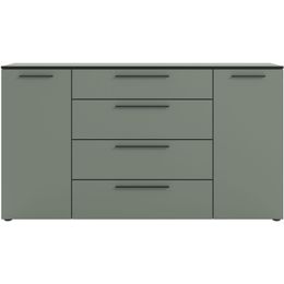Kommode MANJANA M&Ouml;BEL, B:180cm H:99,8cm T:40cmschilfgr&uuml;n, metall schwarz matt, Metall, Spanplatte, Schlafzimmer, Sideboards, "Kommode mit Schwarz