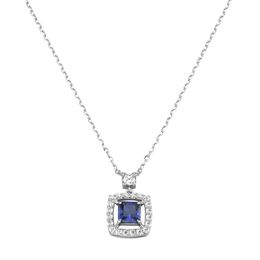 Collier "mit Zirkonia, Silber 925", blau, Giorgio Martello MILANO, Halsketten, Damen, 45cm, Silber 925 (Sterlingsilber), Collier