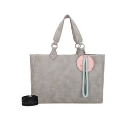 Henkeltasche Fritzi aus Preussen "Izzy Vintage", Damen, Gr. B/H/T: 42cm x 29cm x 42cm, grau, Polyurethan (PU), unifarben, Taschen, mit Taschen-Anh&auml;nger und Schl&uuml;sselschlange