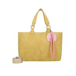 Henkeltasche Fritzi aus Preussen "Izzy Vintage", Damen, Gr. B/H/T: 42cm x 29cm x 42cm, gelb (hellgelb), Polyurethan (PU), unifarben, Taschen, mit Taschen-Anh&auml;nger und Schl&uuml;sselschlange