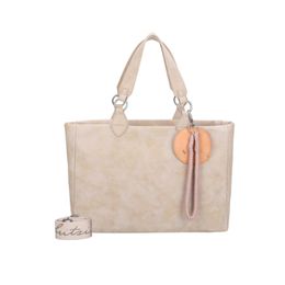 Henkeltasche Fritzi aus Preussen "Izzy Vintage", Damen, Gr. B/H/T: 42cm x 29cm x 42cm, beige, Polyurethan (PU), unifarben, Taschen, mit Taschen-Anhänger und Schlüsselschlange