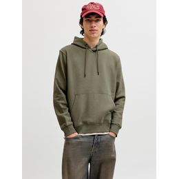 Jack & Jones Kapuzensweatshirt JACK & JONES "JJESTAR BASIC SWEAT HOOD NOOS", Jungen, Gr. XL, vetiver, angeraute Sweatware, Obermaterial: 70% Baumwolle, 30% Polyester, unifarben, relaxed fit, Rundhals, Rippbündchen, Sweatshirts