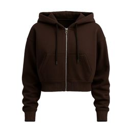 Justever Zip-Up Hoodie female Brown size L