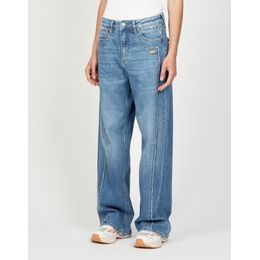 Loose-fit-Jeans Gang "94FANNY", Damen, Gr. 30, N-Gr, blau (cool vint midblau), Denim/Jeans, Obermaterial: 90% Baumwolle, 8% Polyester, 2% Elasthan, regular fit extralang, Jeans, mit aufwändiger Schnittführung