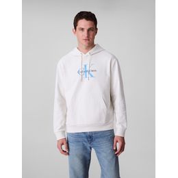 Kapuzensweatshirt Calvin Klein Jeans "400GSM TERRY MONOLOGO HOODIE", Herren, Gr. L, grau (tofu), Sweatware, Obermaterial: 90% Baumwolle, 10% Polyester, unifarben, regular fit normal, Rundhals, eingesetzt Rippb&uuml;ndchen, Sweatshirts, Mit Rundhalsausschnitt