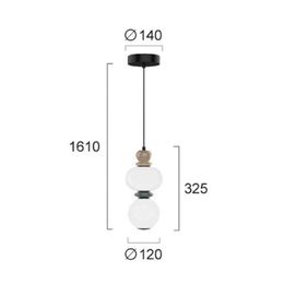 Viokef LED-Pendellampe Gemma, H&ouml;he 32 cm, bunt, Glas/Keramik/Metall