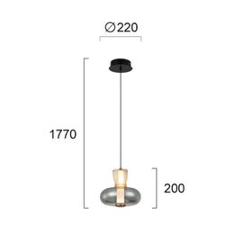 Viokef LED-H&auml;ngelampe Sire, &Oslash; 22 cm, rauchgrau/bronze, Metall/Glas