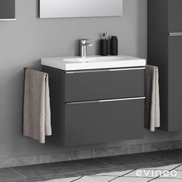 Geberit Acanto Waschtisch, evineo ineo4 Unterschrank B: 75 cm, 2 Ausz&uuml;ge, mit Griff,, 500622018+BE0220AN,