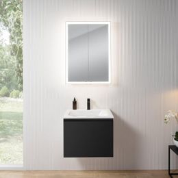 rivea Dia Unterschrank B: 61 cm mit 1 Auszug, Waschtisch mit 1 Hahnloch wei&szlig;, mit n60 Spiegelschrank f&uuml;r die Schweiz,, BR0036BM+BR0048WH+BN0499MI,