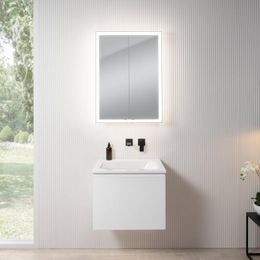 rivea Dia Unterschrank B: 61 cm mit 1 Auszug, Waschtisch ohne Hahnloch wei&szlig;, mit n60 Spiegelschrank f&uuml;r die Schweiz,, BR0036WM+BR0053WH+BN0499MI,