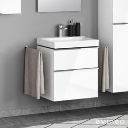 Geberit Xeno&sup2; Waschtisch, evineo ineo4 Unterschrank B: 60 cm, 2 Ausz&uuml;ge, mit Griff,, 500530011+BE0219WH,