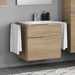 Geberit Acanto Slim Waschtisch, evineo ineo4 Unterschrank B: 75 cm, 2 Ausz&uuml;ge, mit Griff,, 500641018+BE0226OA,