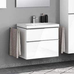 Geberit Acanto Waschtisch, evineo ineo4 Unterschrank B: 75 cm, 2 Ausz&uuml;ge, mit Griff,, 500622012+BE0220WH,