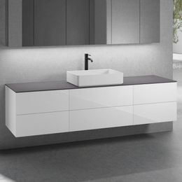 neoro n50 M&ouml;belanlage B: 200 cm mit 6 Ausz&uuml;gen, Waschtisch B: 58 cm wei&szlig; matt,, BN0065WM+BN0422WH+2#BN0421WH+BN0406GR,