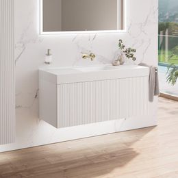 neoro n50 stripes Unterschrank B: 120 cm mit 1 Auszug, warmwei&szlig; profiliert, Waschtisch area, BN0494BWM+BN0160WM,