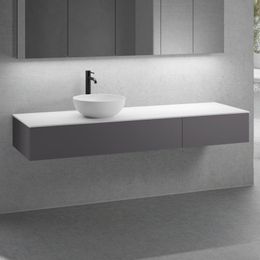 neoro n50 M&ouml;belanlage B: 180 cm mit 2 Ausz&uuml;gen, Waschtisch &Oslash; 45 cm wei&szlig; matt,, BN0106WM+BN0414GR+BN0411GR+BN0409WH,