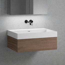 neoro n50 Unterschrank B: 80 cm mit 1 Auszug, Waschtisch ohne Hahnloch wei&szlig; matt,, BN0134WM+BN0412WL,