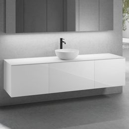 neoro n50 M&ouml;belanlage B: 200 cm mit 3 Ausz&uuml;gen, Waschtisch &Oslash; 40 cm wei&szlig; matt,, BN0064WM+BN0432WH+2#BN0431WH+BN0406WM,