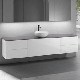 neoro n50 M&ouml;belanlage B: 220 cm mit 5 Ausz&uuml;gen, Waschtisch &Oslash; 45 cm wei&szlig; matt,, BN0106WM+2#BN0421WH+BN0433WH+BN0415GR,