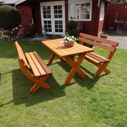 Promadino Gartenmöbel-Set 'Landsberg' Holz braun 3-teilig