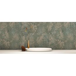 A.S. Cr&eacute;ation Vliestapete A.S. CR&Eacute;ATION "Natural Living Dschungelbl&auml;tter", gr&uuml;n (gr&uuml;n blau beige petrol), B:0,53m H:0,01m L:10,05m, Vinyl, Vlies, Tapeten, Dschungel Tapete Vlies Vlies Wand Tapeten Wohnzimmer Schlafzimmer Flur
