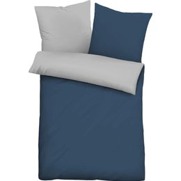 Wendebettw&auml;sche "Uni-Microfaser-Satin in Gr. 135x200 oder 155x220 cm", blau (marine), B/L: 135cm x 200cm, 1 Stk., 1 Stk., Microfaser-Satin, B/L: 80cm x 80cm, 2 Stk., Microfaser-Satin, Obermaterial: 100% Polyester, CASTELL - MARKENBETTW&Auml;SCHE, Bettw&auml;sche, Wendebettw&auml;sche, pflegeleichte Bettw&auml;sche mit Rei&szlig;verschluss, Bettw&auml;sche mit Wendeoptik