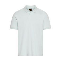 Poloshirt BOSS Orange "Pe Interlock", Herren, Gr. M, open blau474, Jersey, Obermaterial: 100% Baumwolle, regular fit, hoch geschlossener Ausschnitt, eingesetzt Strickb&uuml;ndchen, Shirts, aus Baumwoll-Piqu&eacute; mit Logo-Print Regular