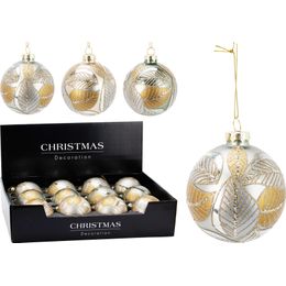 Koopmann Weihnachtskugel Glitzer Bl&auml;tter CHRISTMAS