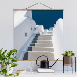 Bilderwelten Stoffbild mit Posterleisten Santorinis Treppe ins Meer