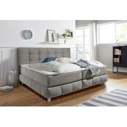 Boxspringbett Home Affaire, B:174cm L:211cm, grau, Struktur (100% Polyester);Bezug der Spiegelfl&auml;che Matratzendrell aus 100% Polyester;Samtoptik