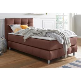 Boxspringbett Home Affaire, B:104cm L:211cm, braun, Struktur (100% Polyester);Bezug der Spiegelfl&auml;che Matratzendrell aus 100% Polyester;Samtoptik