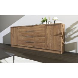 borchardt M&ouml;bel Kommode BORCHARDT M&Ouml;BEL, B:200cm H:78cm T:35cm, braun, Holzwerkstoff, Schlafzimmer, Sideboards, "Oliva, Kommode mit Metallgriffen", Breite 200 cm,