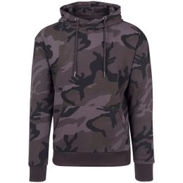 Kapuzensweatshirt Urban Classics "Urban Classics Herren High Neck Camo Hoody", Herren, Gr. M, schwarzcamo, 60% Baumwolle, 40% Polyester, mehrfarbig, Sweatshirts